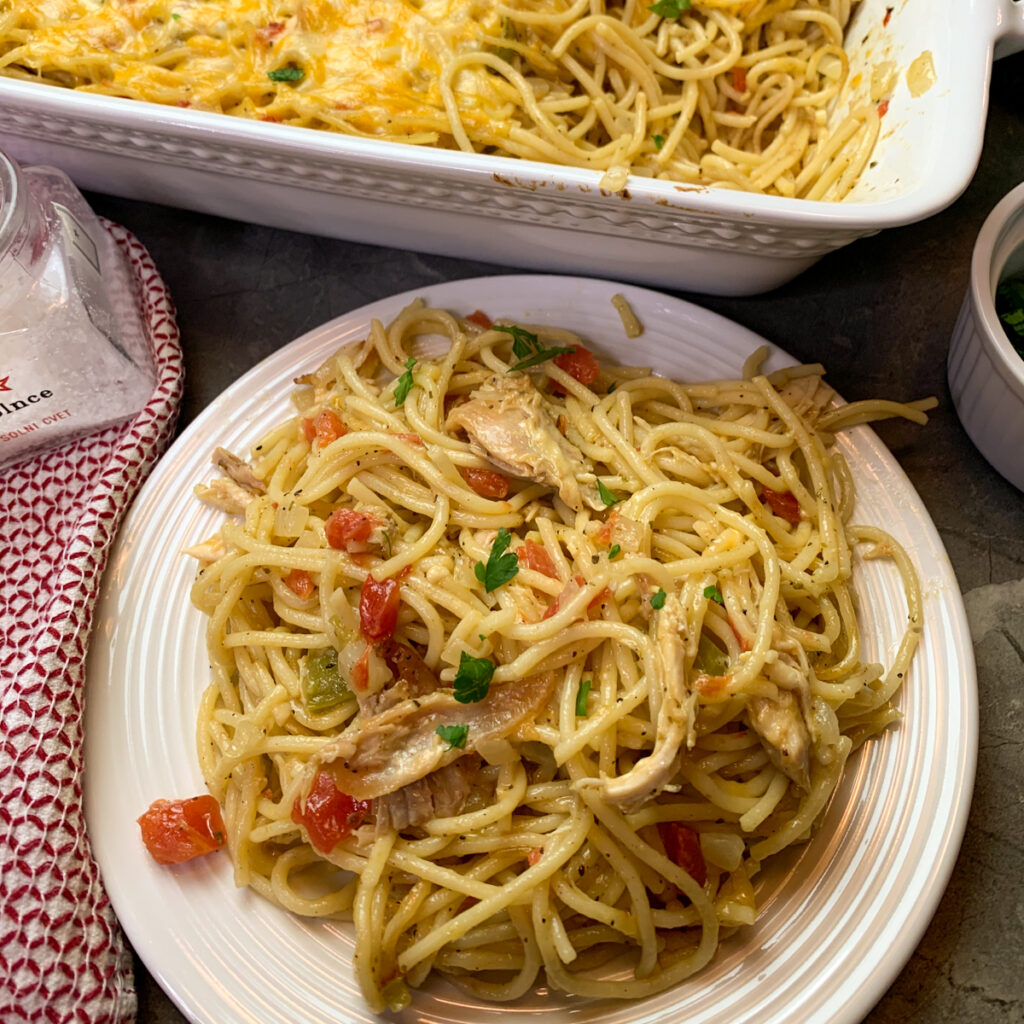 Best Chicken Spaghetti Casserole | Modernmealmakeover.com