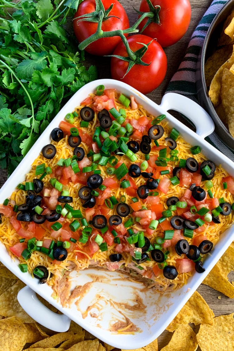 7 Layer Dip {Perfect Party Appetizer} Modernmealmakeover.com