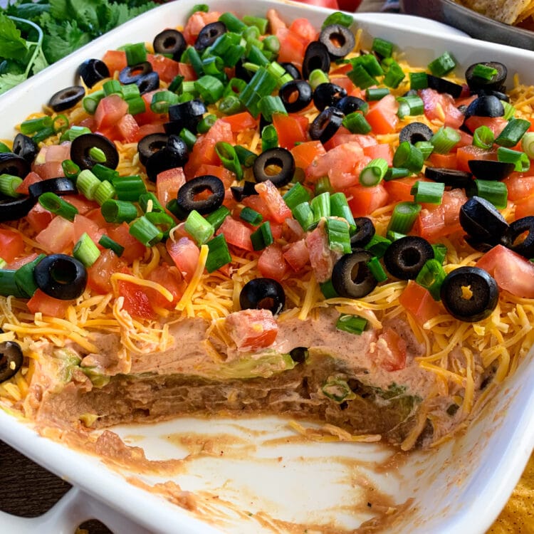 7 Layer Dip {Perfect Party Appetizer} Modernmealmakeover.com