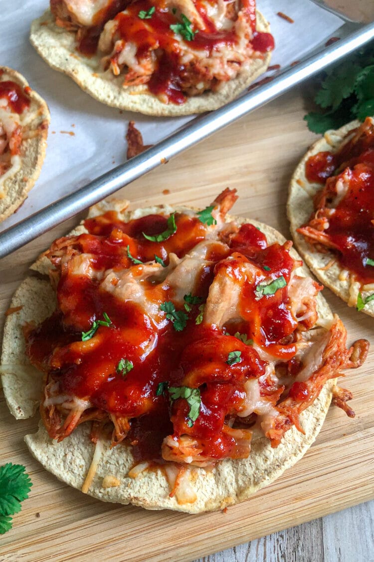 Easy BBQ Chicken Tostadas | Modernmealmakeover.com