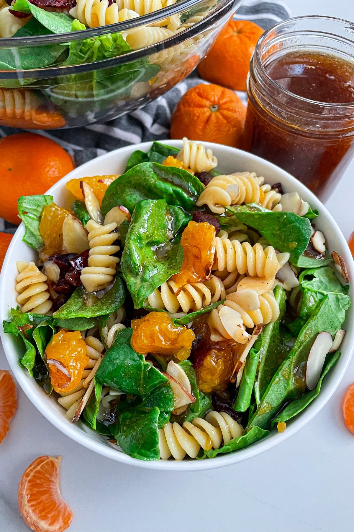 Mandarin Spinach Pasta Salad | Modernmealmakeover.com