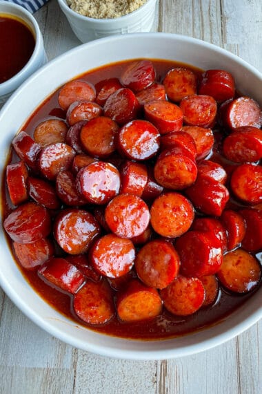 Easy Slow Cooker Kielbasa Bites | Modernmealmakeover.com