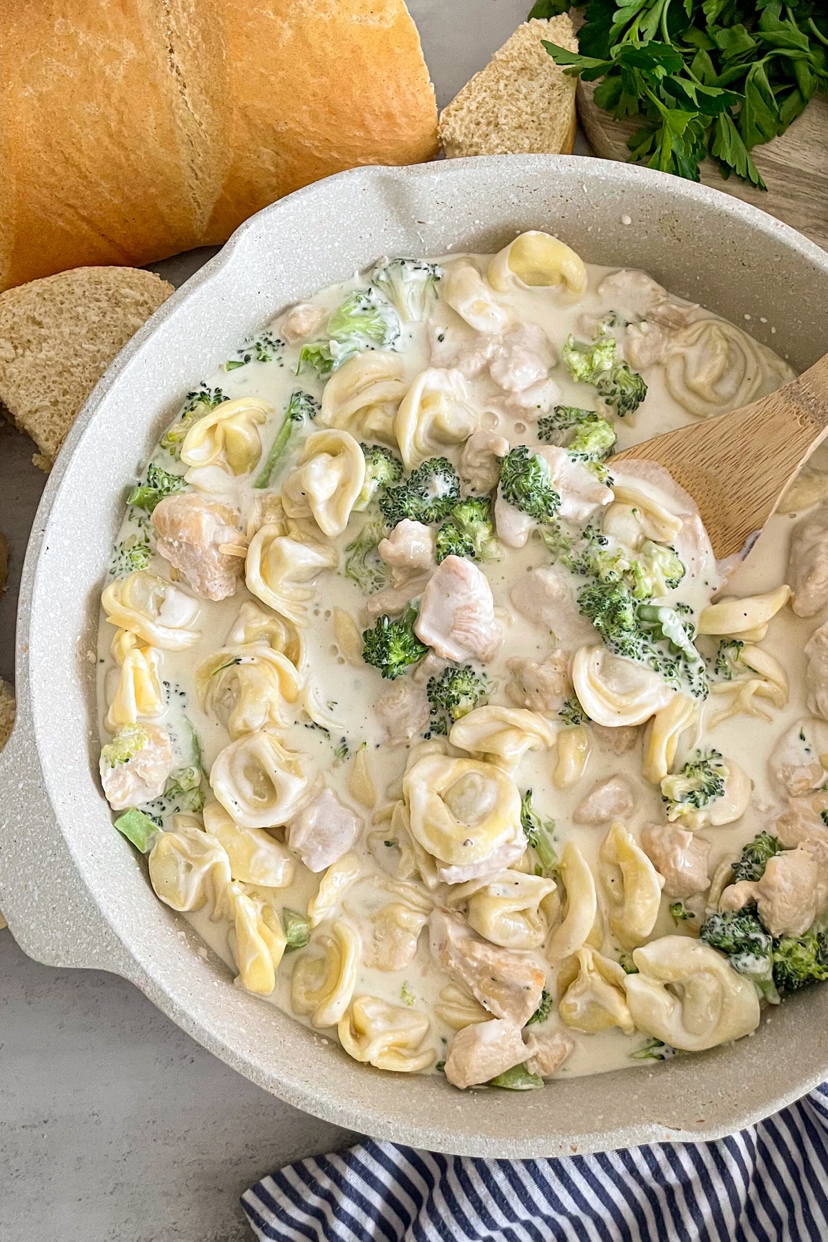 Easy Tortellini Alfredo Recipe (with Chicken and Broccoli) | Modernmealmakeover.com