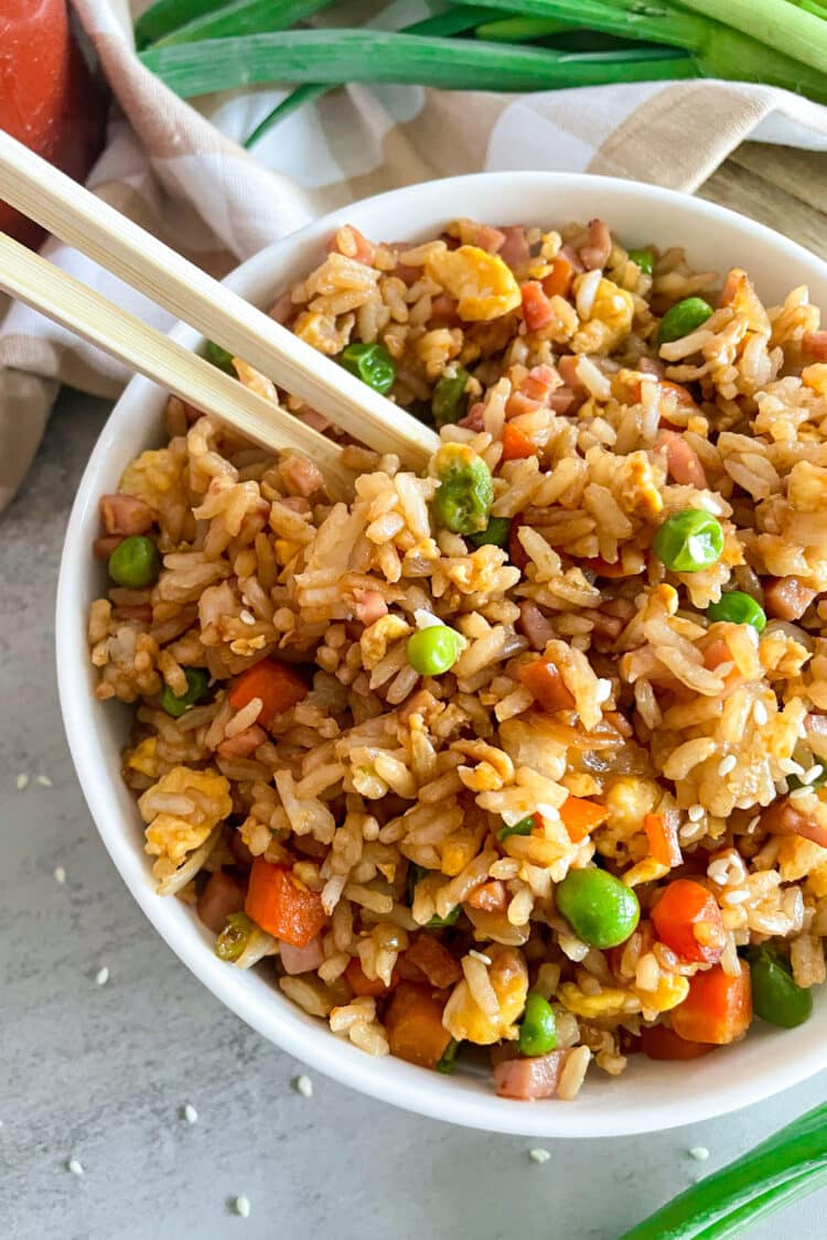 Easy Ham Fried Rice Recipe | Modernmealmakeover.com